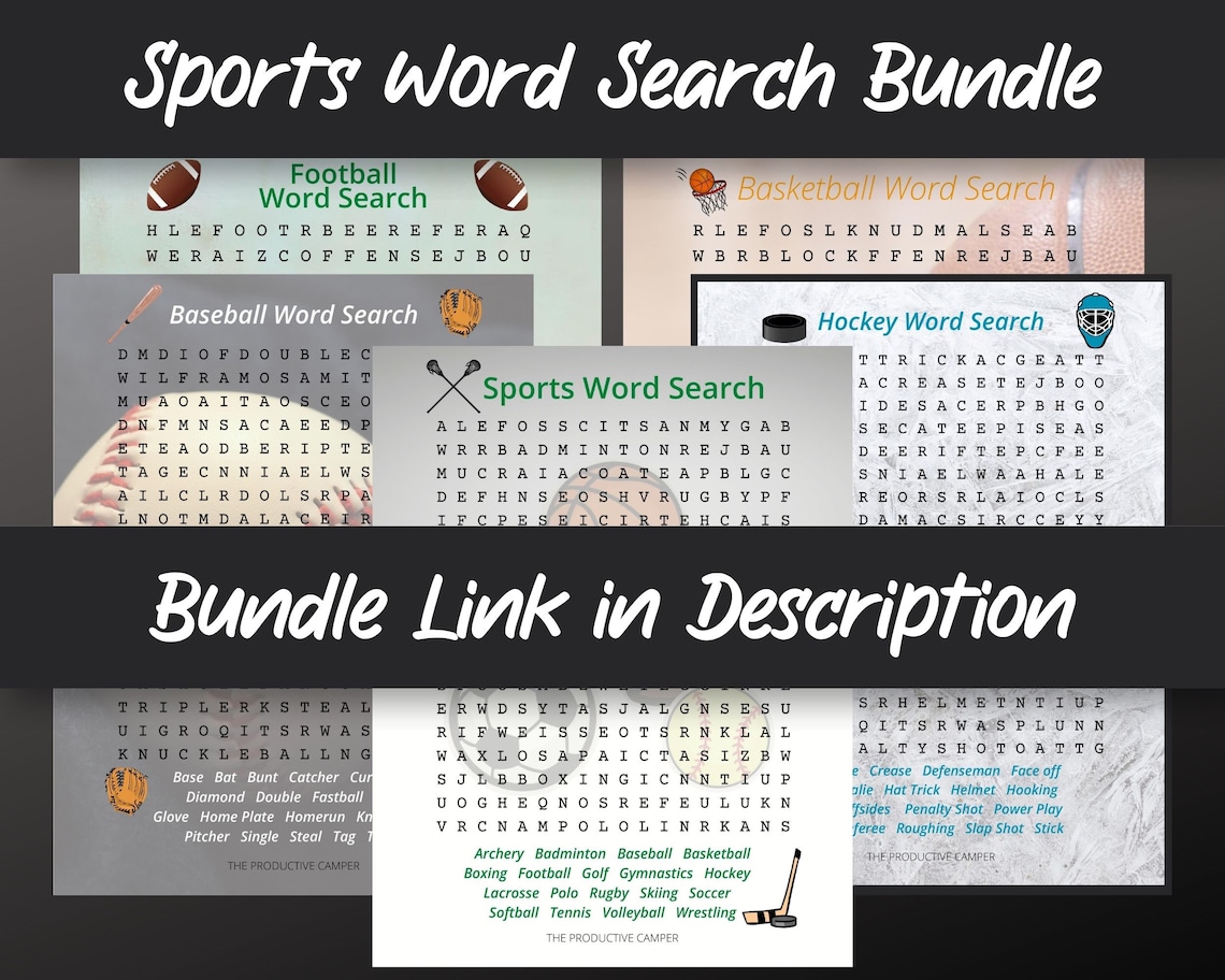 Sports Word Search Party Game Printable | Etsy