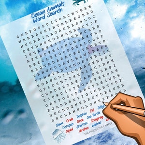 Ocean Animals Word Search Party Game Printable - Etsy