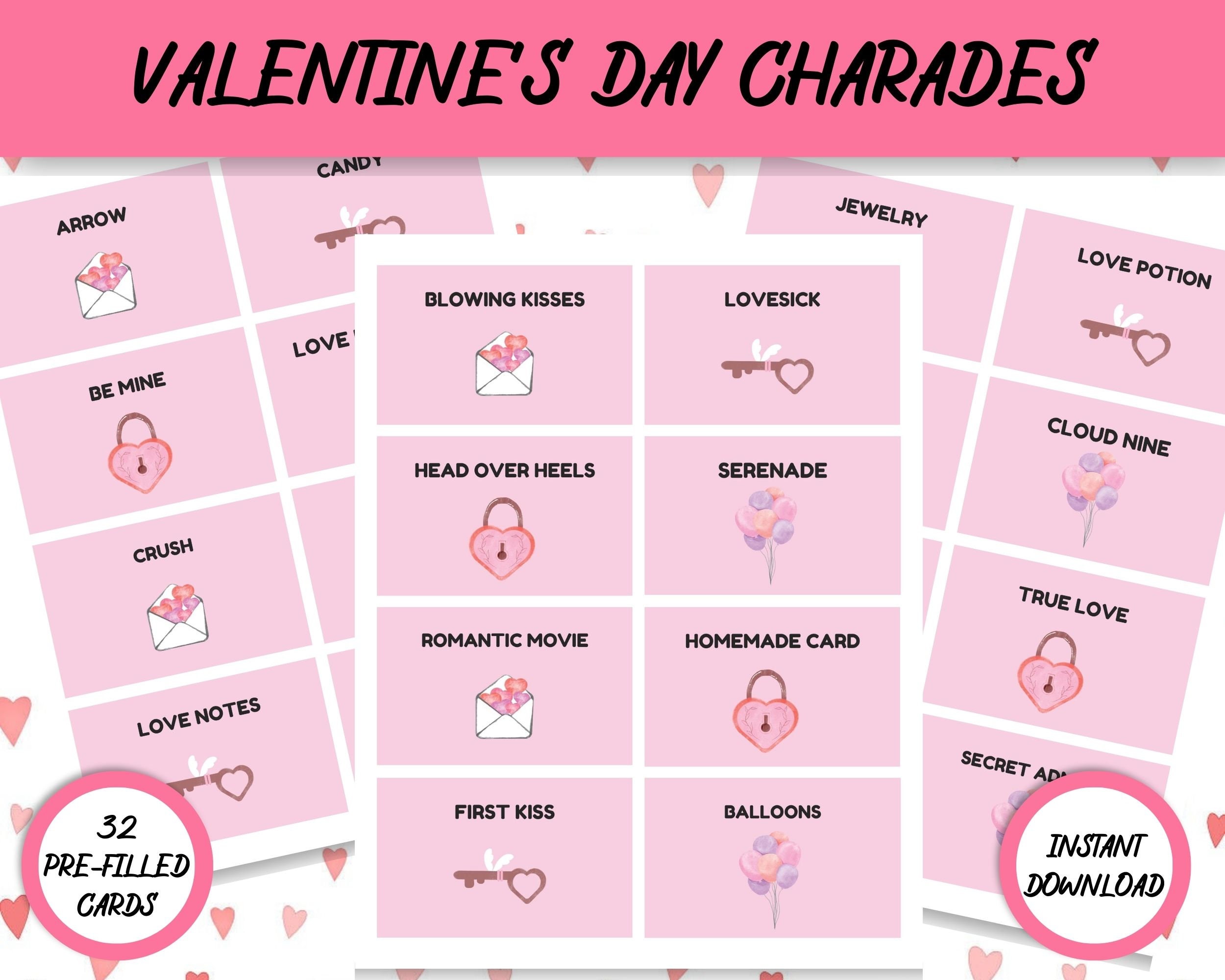 Valentine's Day Charades Game: Act It Out, Draw It (PDF) - Etsy