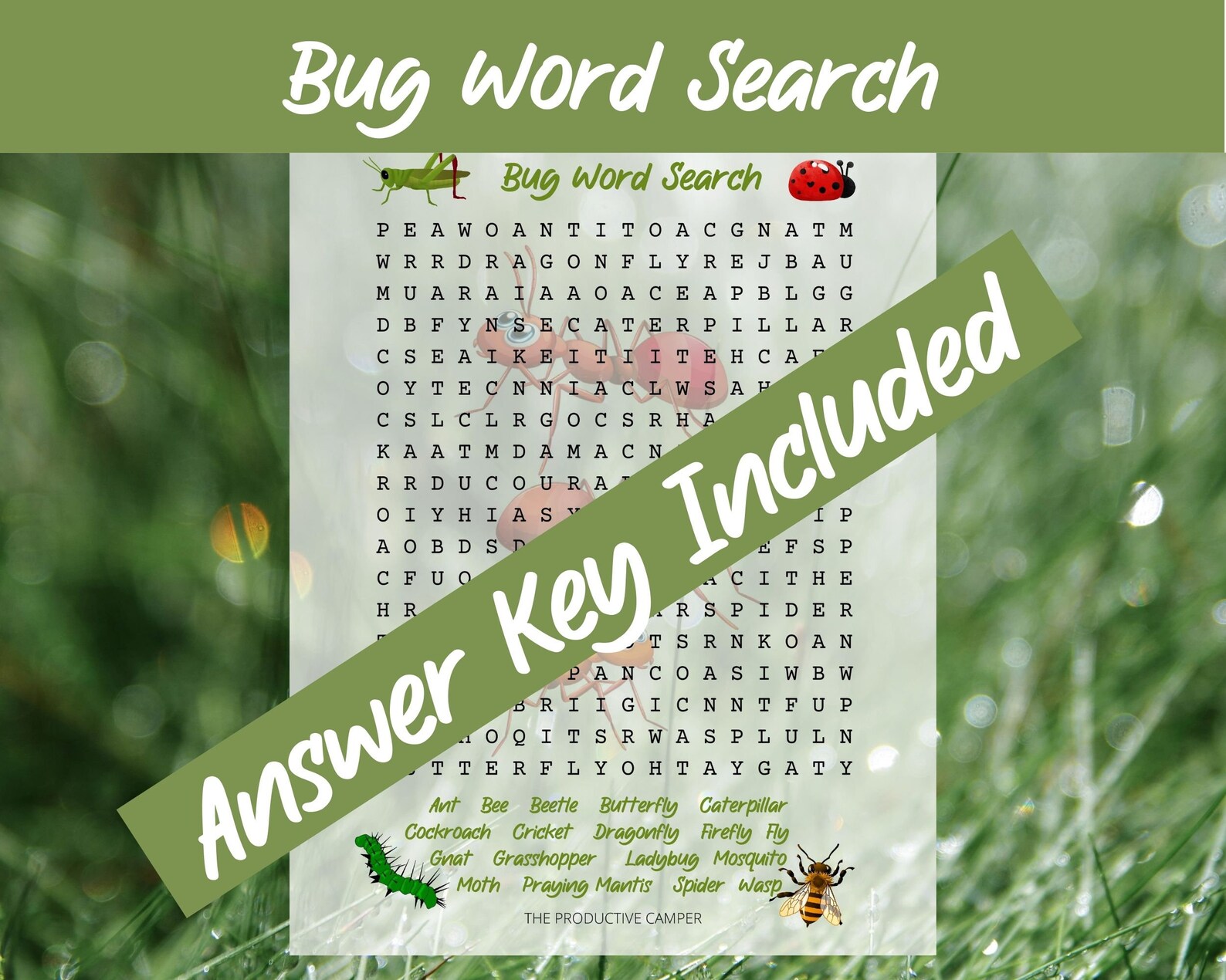 Bug Word Search - Party Game Printable - Etsy