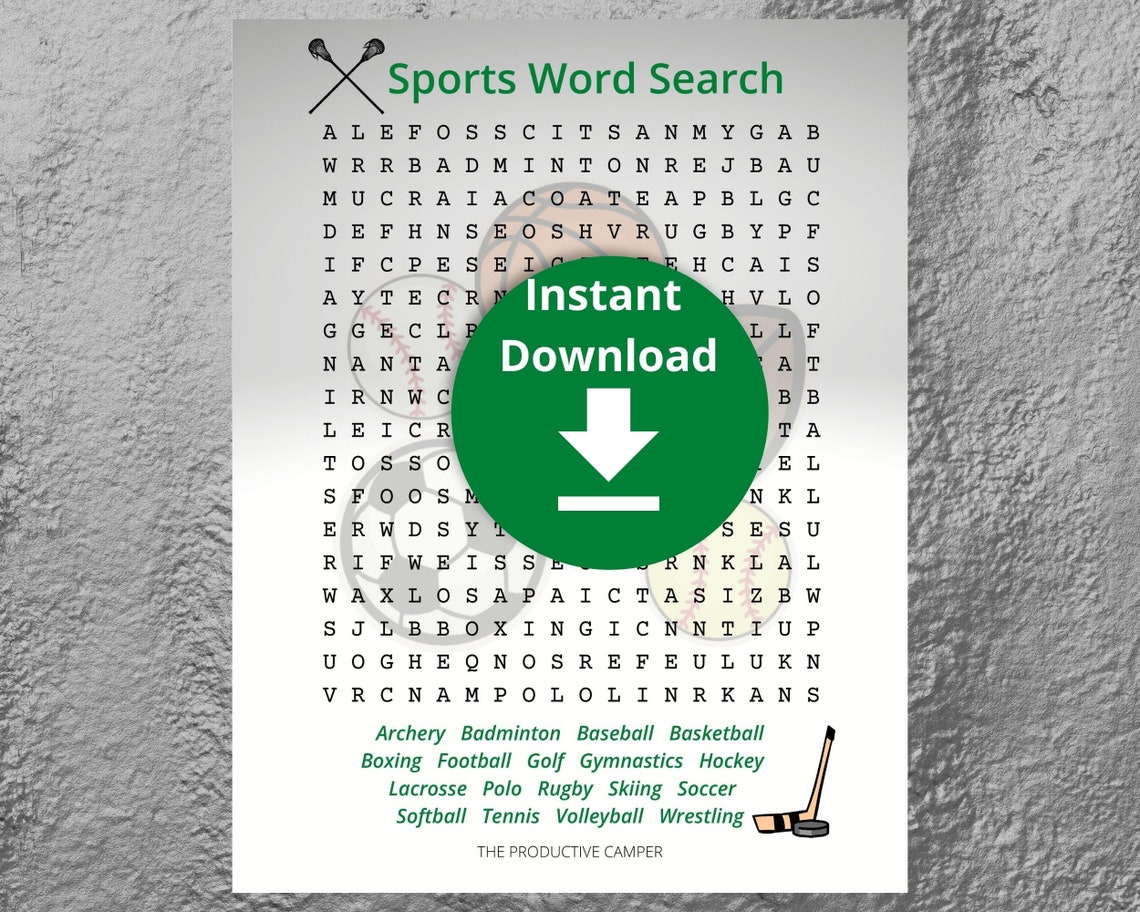 Sports Word Search Party Game Printable | Etsy