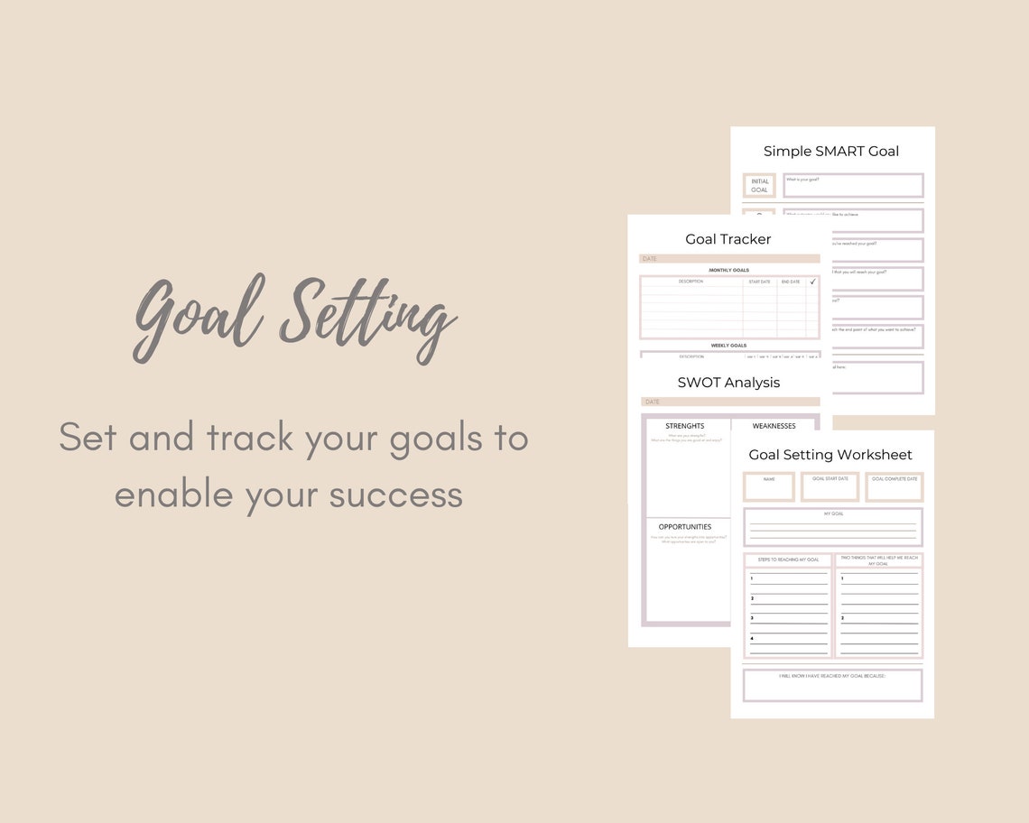 Goal Planner and Journal Bundle: 25 Pages of Goal Setting, Goal ...