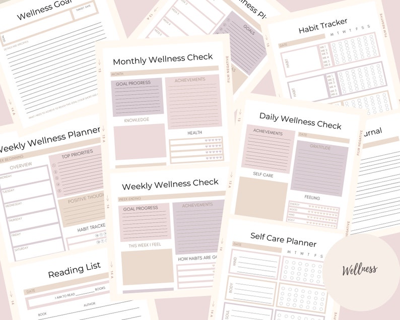 Wellness Planner Printable Bundle - 20 Pages of Goal Setting & Tracking ...