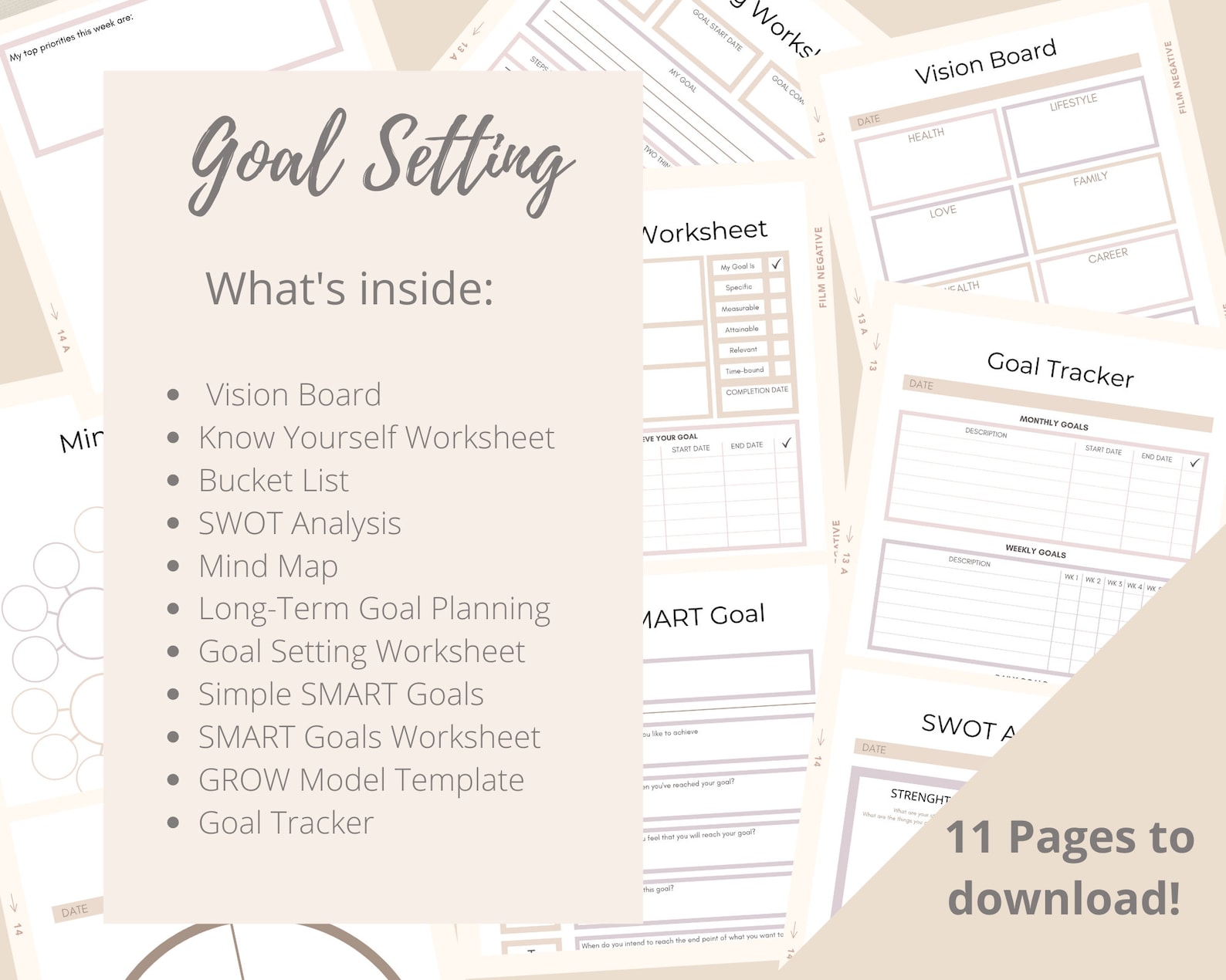 Goal Planner and Journal Bundle: 25 Pages of Goal Setting, Goal ...