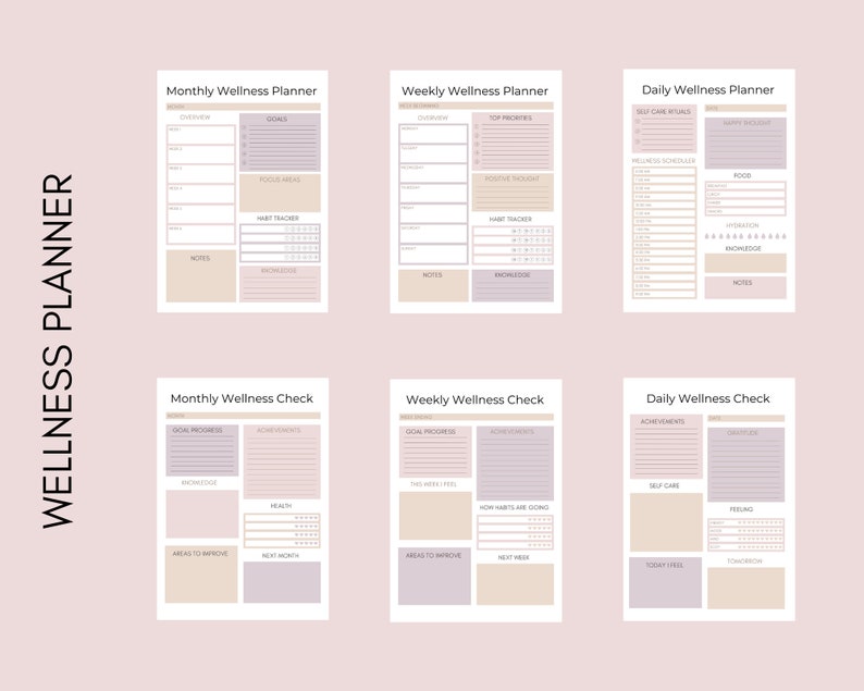 Wellness Planner Printable Bundle 20 Pages of Goal Setting & Tracking ...