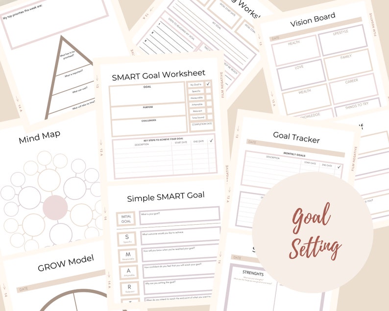 Goal Planner and Journal Bundle: 25 Pages of Goal Setting, Goal ...