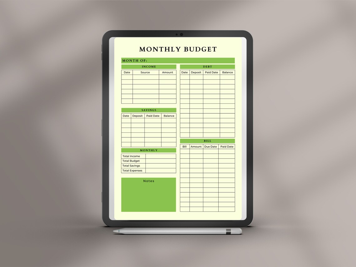 Budget Template- Simple Font- Normal PDF - Etsy