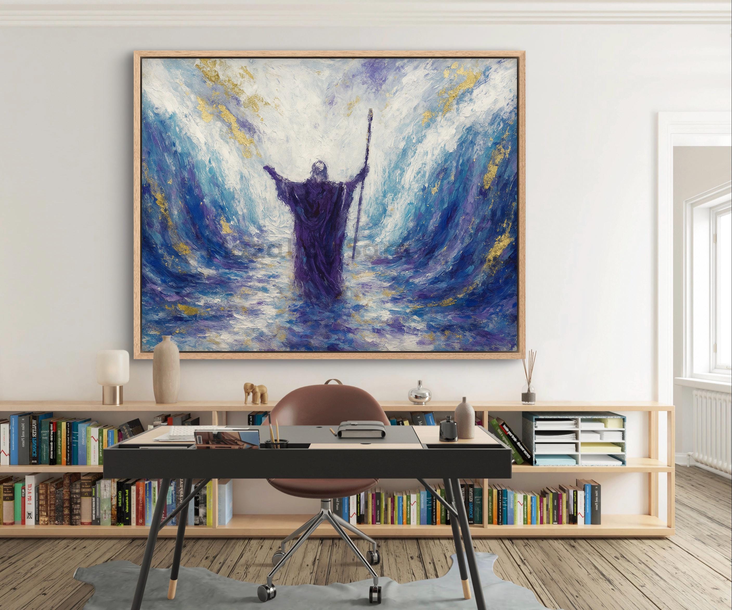 Moses Parting Red Sea Art – Abstract Biblical Wall Decor – Jewish ...