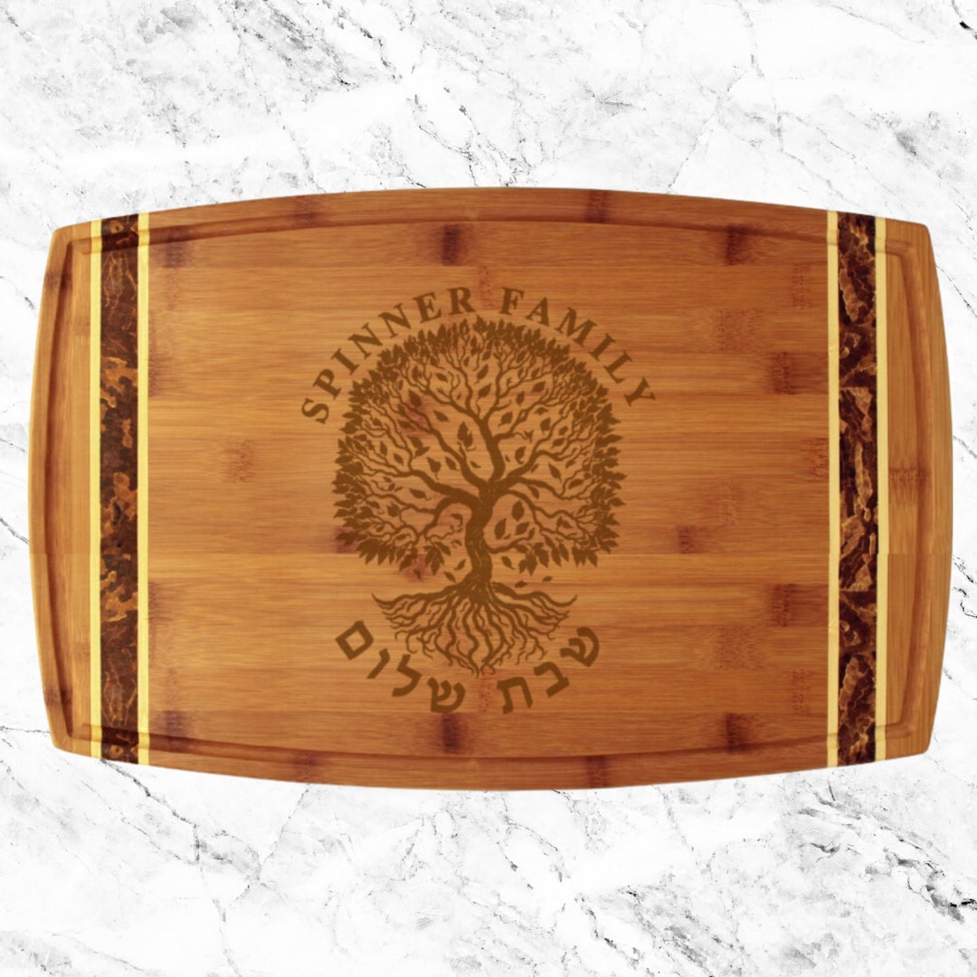 Tree of Life Shabbat Design, Challah Board, Personalized Challah Boards, Bamboo Challah, Hebrew ...