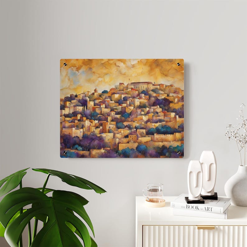 Jerusalem Hills Watercolor Art – Jewish Landscape Wall Print – Israel ...
