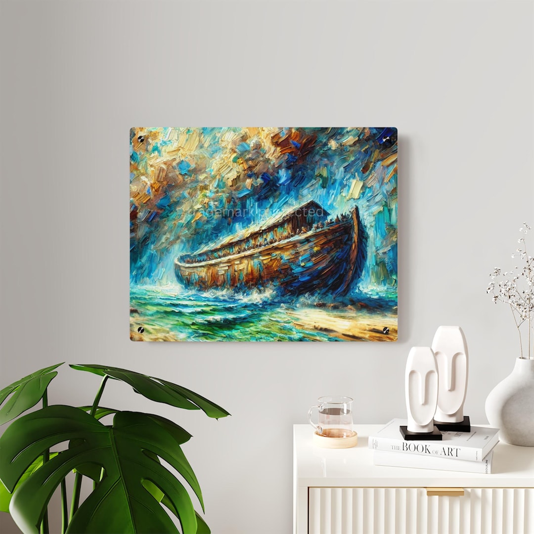 Noah’s Ark Watercolor Art – Jewish Wall Decor – Biblical Judaica ...