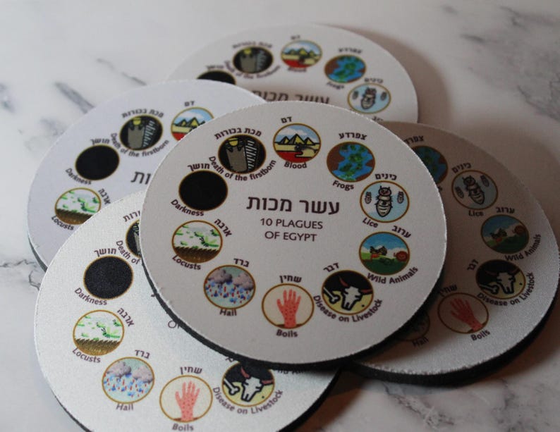 Pesach Seder, Passover Seder, Ten Plagues Coaster, Reusable Seder ...