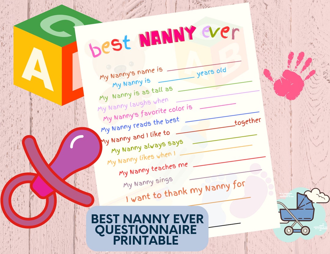 Best Nanny Ever Questionnaire Nanny and Me - Etsy