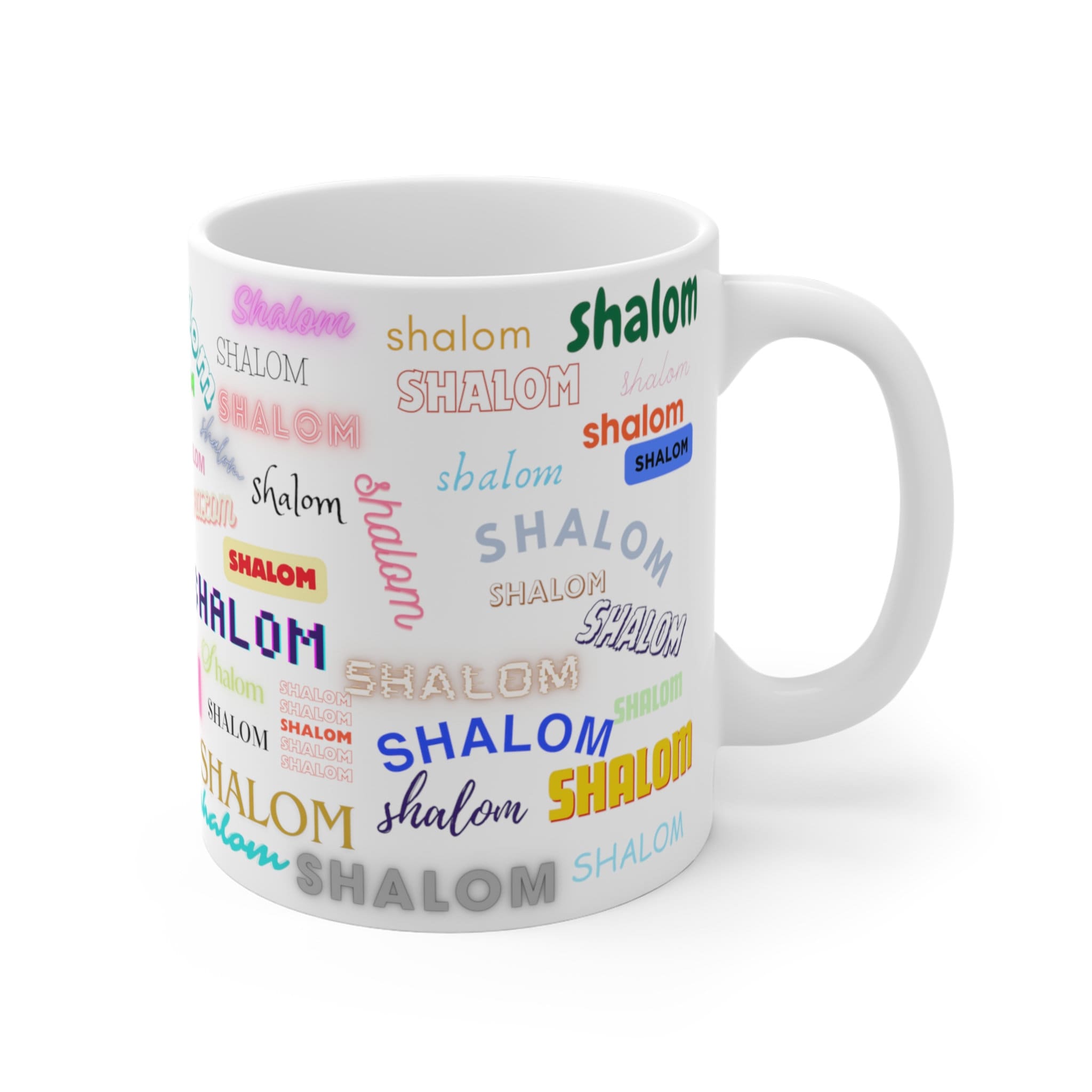 Shalom All Over Ceramic Mug, Jewish Pride and Judaica, Israel-inspired ...