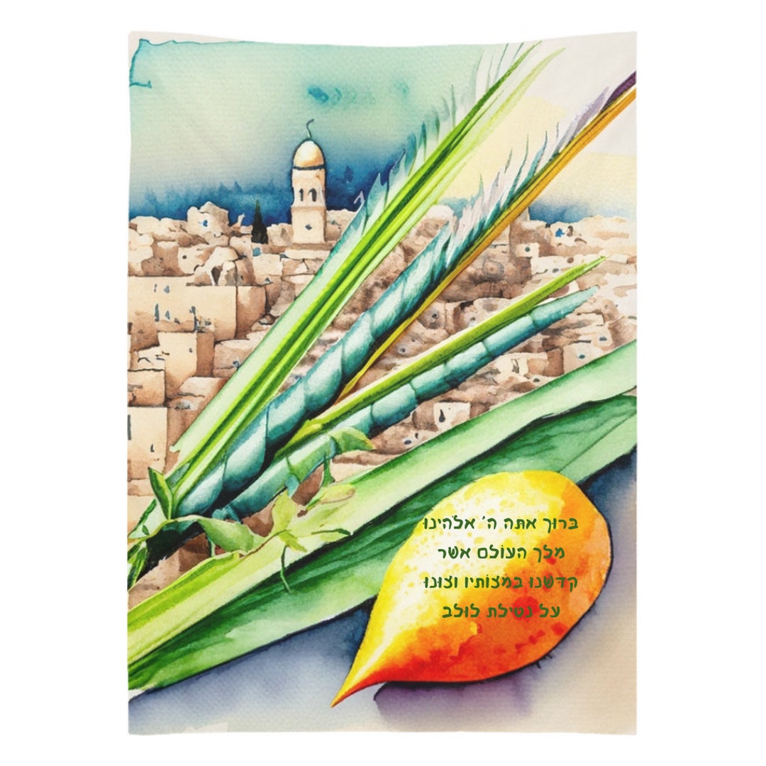 Lulav and Etrog Sukkah Tapestry Blessings for Sukkot 26x36 - Etsy