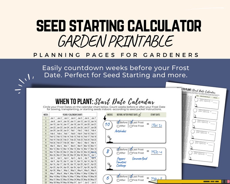 Seed Starting Calculator Date Planner Printable PDF Reusable Garden ...