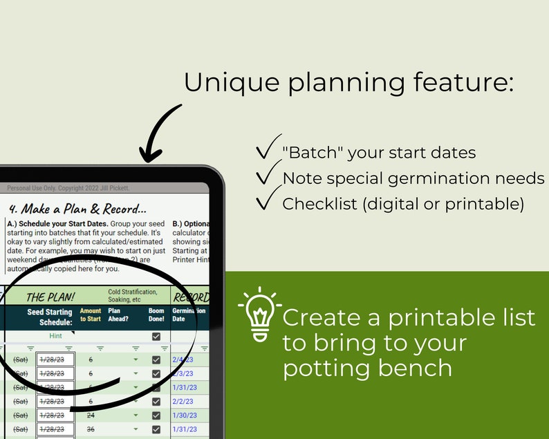 Seed Starting Spreadsheet, Planting Calendar, Garden Planner for Indoor ...