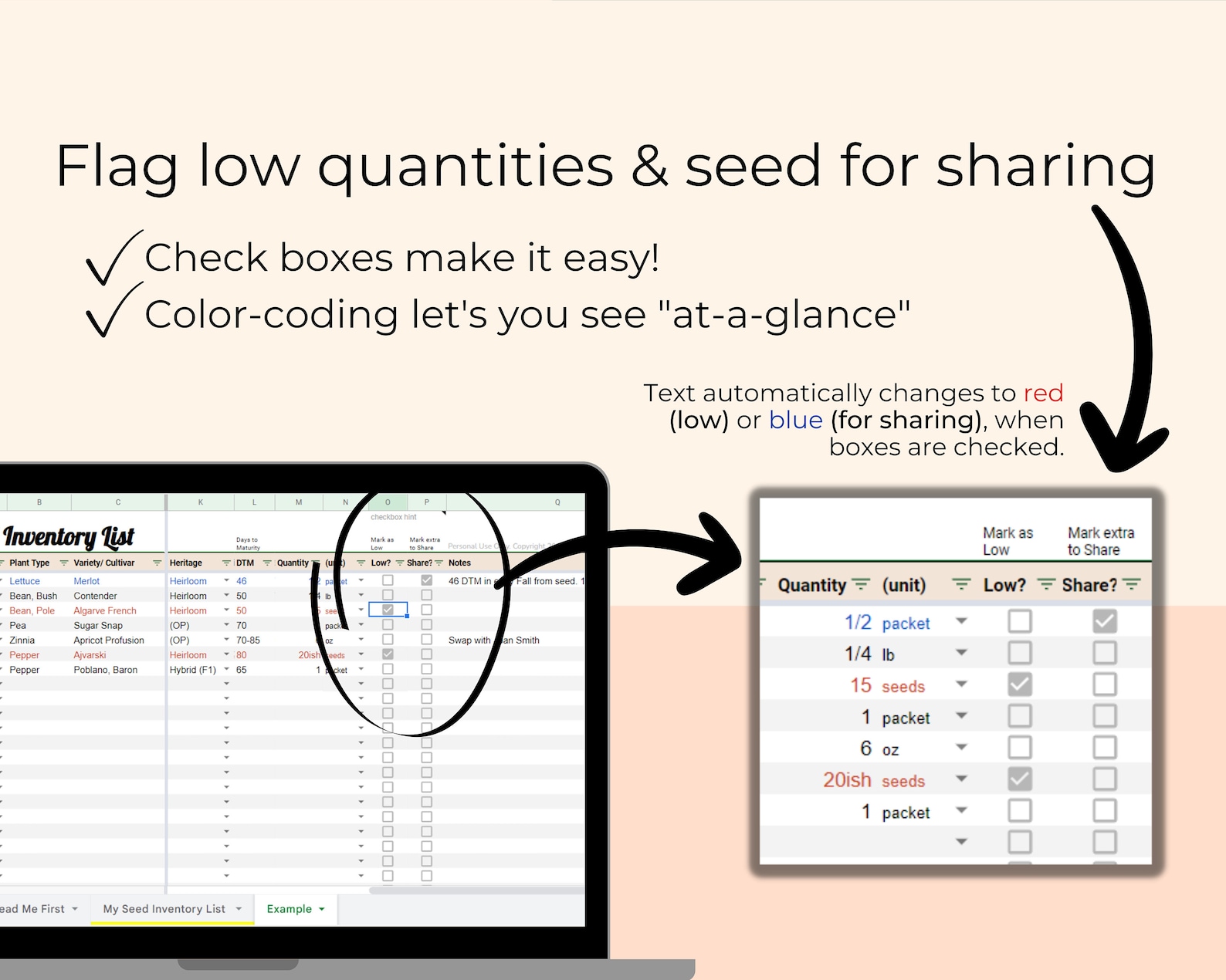 Seed Inventory List Spreadsheet for Seed Saving and Collecting. Digital ...