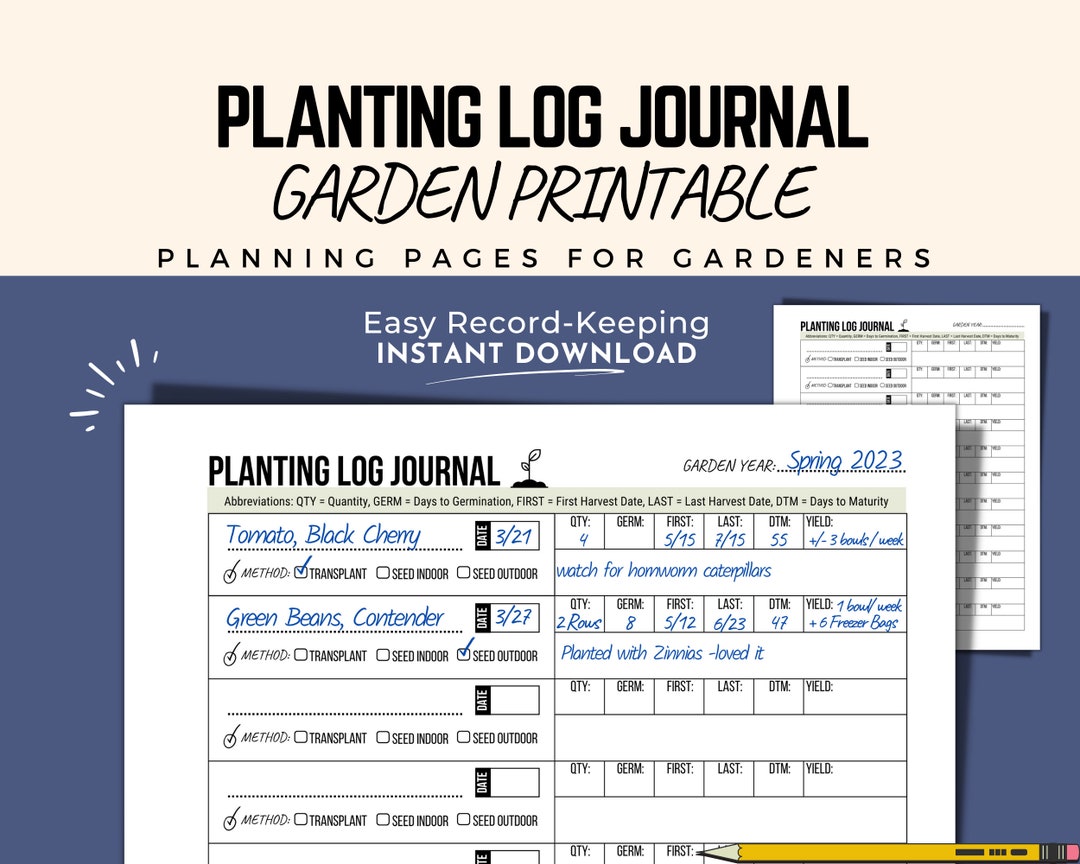 Planting Log Garden Journal Printable Page. Garden Planner or - Etsy