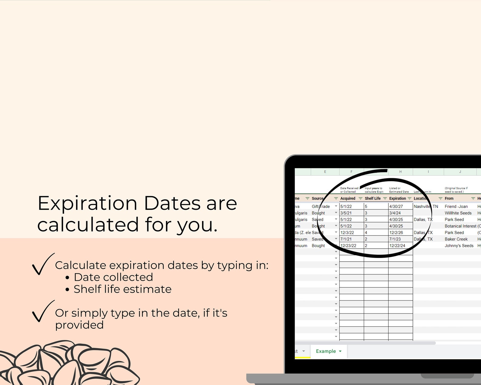 Seed Inventory List Spreadsheet for Seed Saving and Collecting. Digital ...