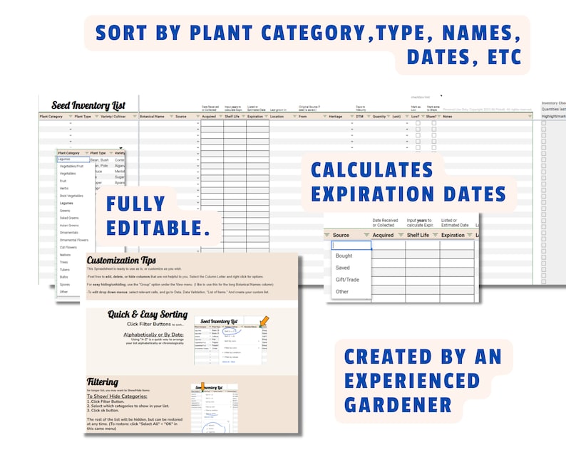 Seed Inventory List Spreadsheet for Seed Saving and - Etsy