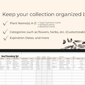 Seed Inventory List Spreadsheet for Seed Saving and Collecting. Digital ...