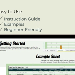 Garden Journal Spreadsheet Planting Log Digital Garden Planner. Modern ...