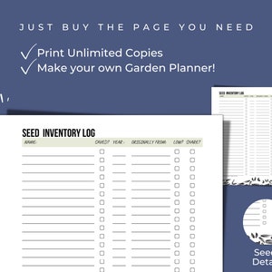 Seed Inventory Log Printable PDF Gardening Planner Page - Etsy