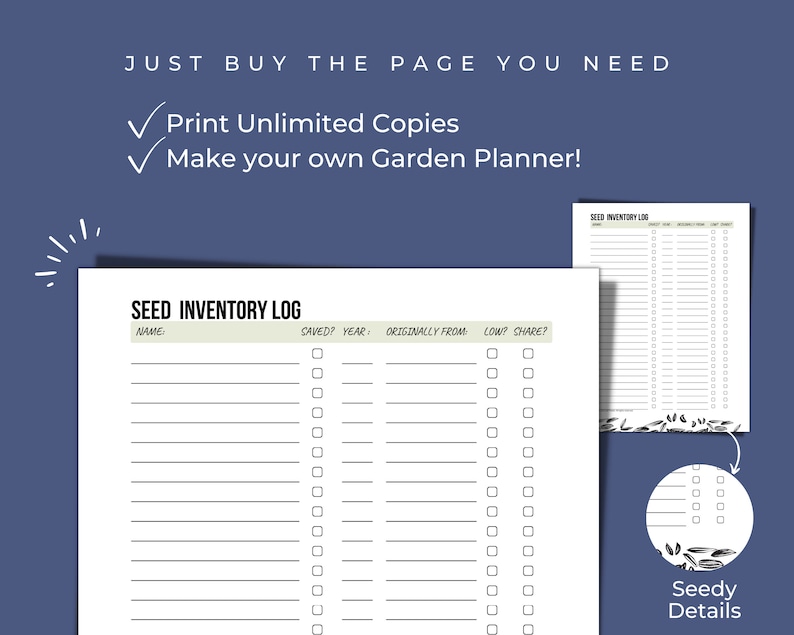 Seed Inventory Log Printable PDF Gardening Planner Page - Etsy