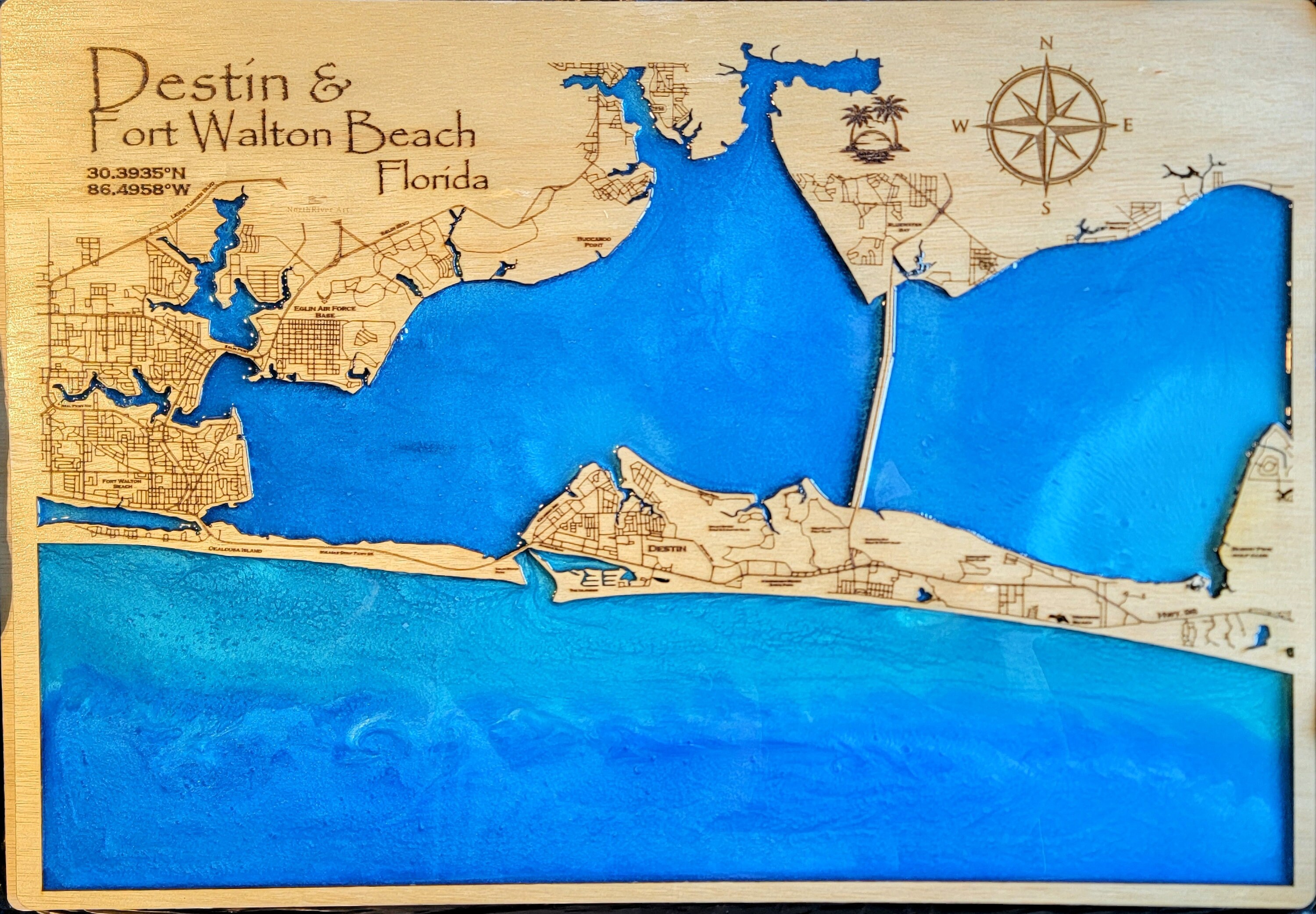 Custom 3D Beach Map of Destin and Fort Walton Beach Florida - Etsy