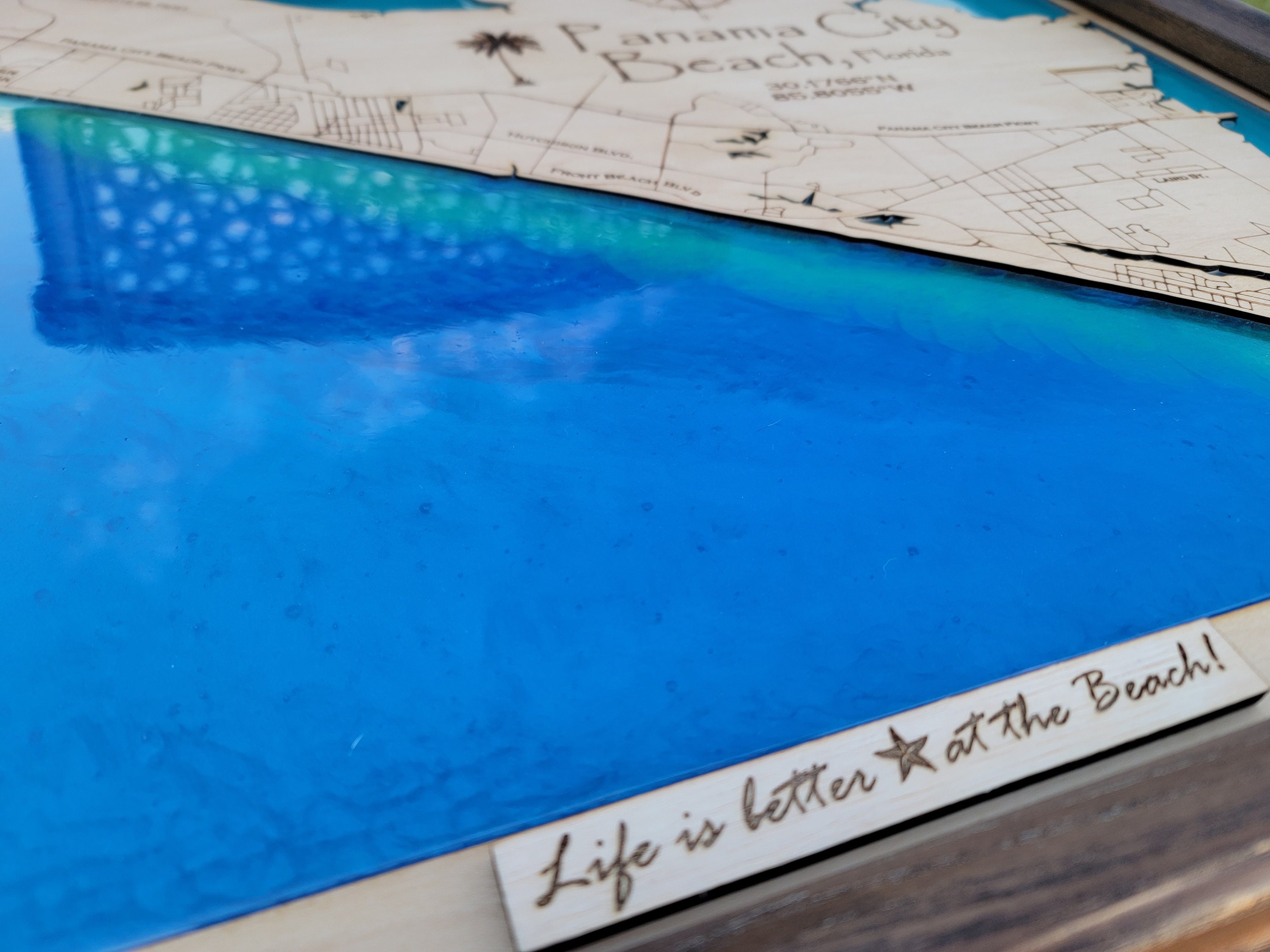 Resin Map of Panama City Beach Florida 3D Laser Engraved - Etsy