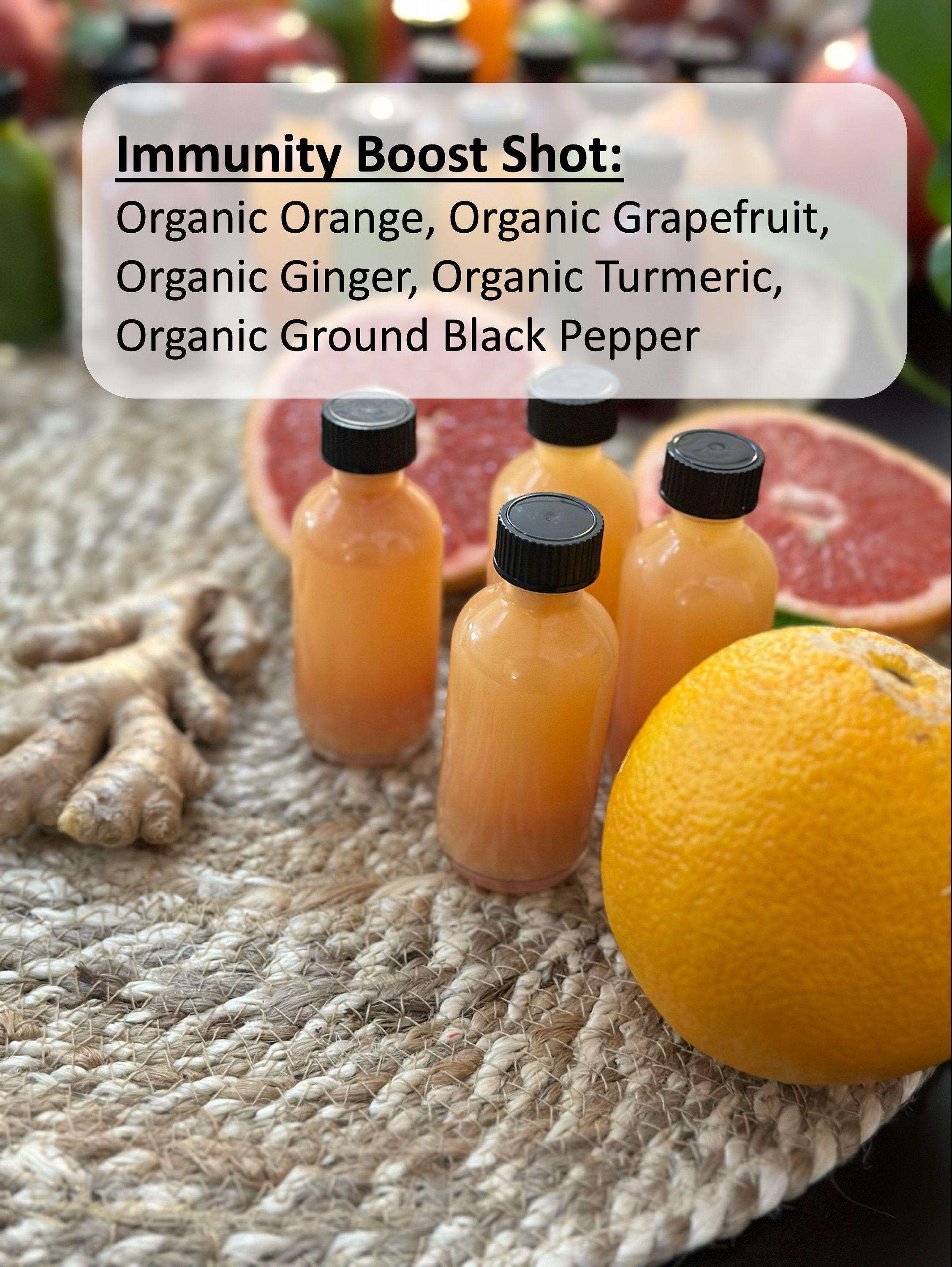 Pack of 5- Organic Healthy Shots in 2oz Glass, Immunity Shot ...