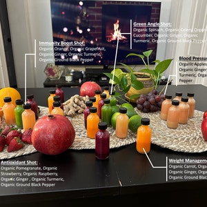 Pack of 5- Organic Healthy Shots in 2oz Glass, Immunity Shot ...