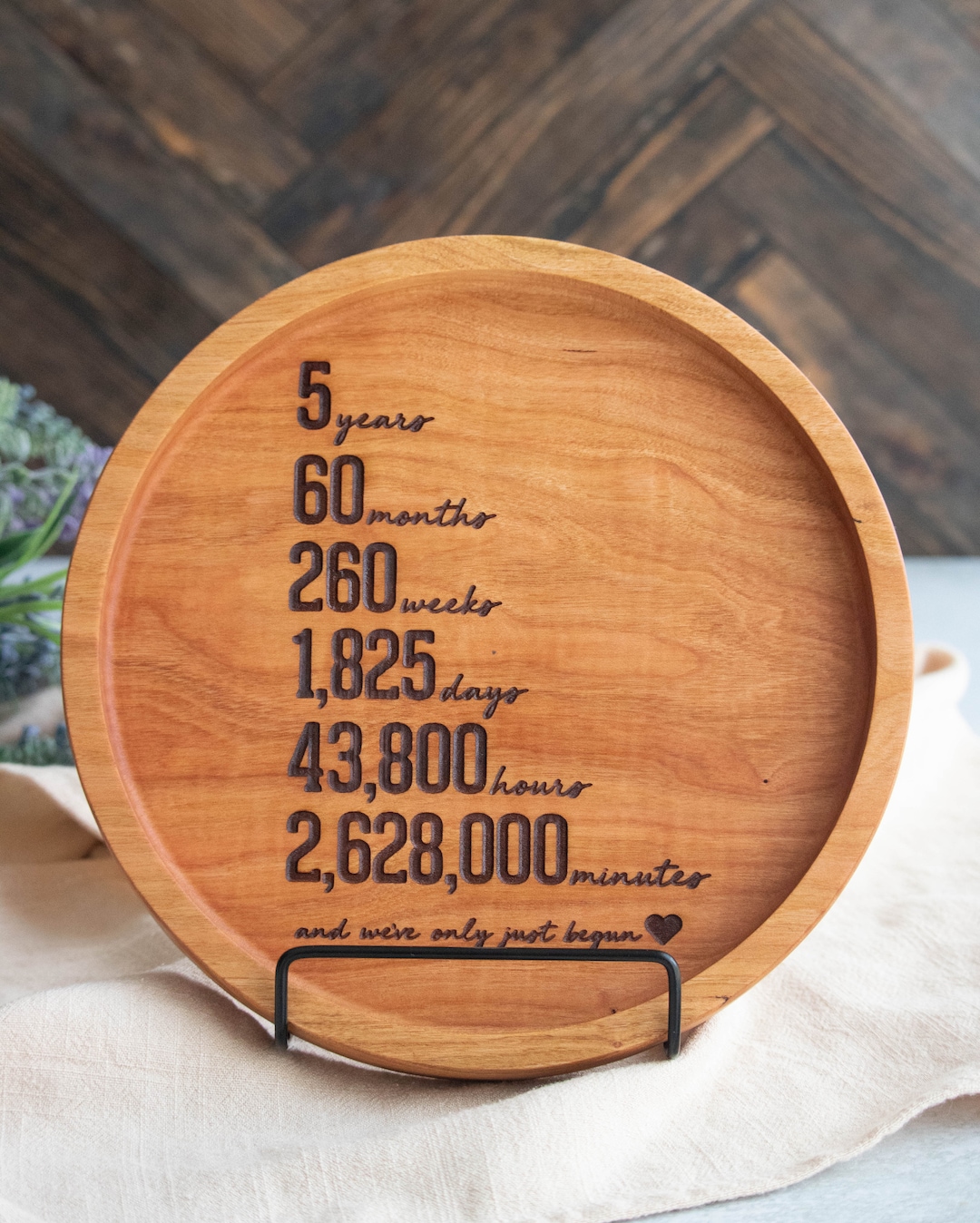 5 Years Wood Anniversary Gift for Wife, 5th Wedding Catchall Tray for ...