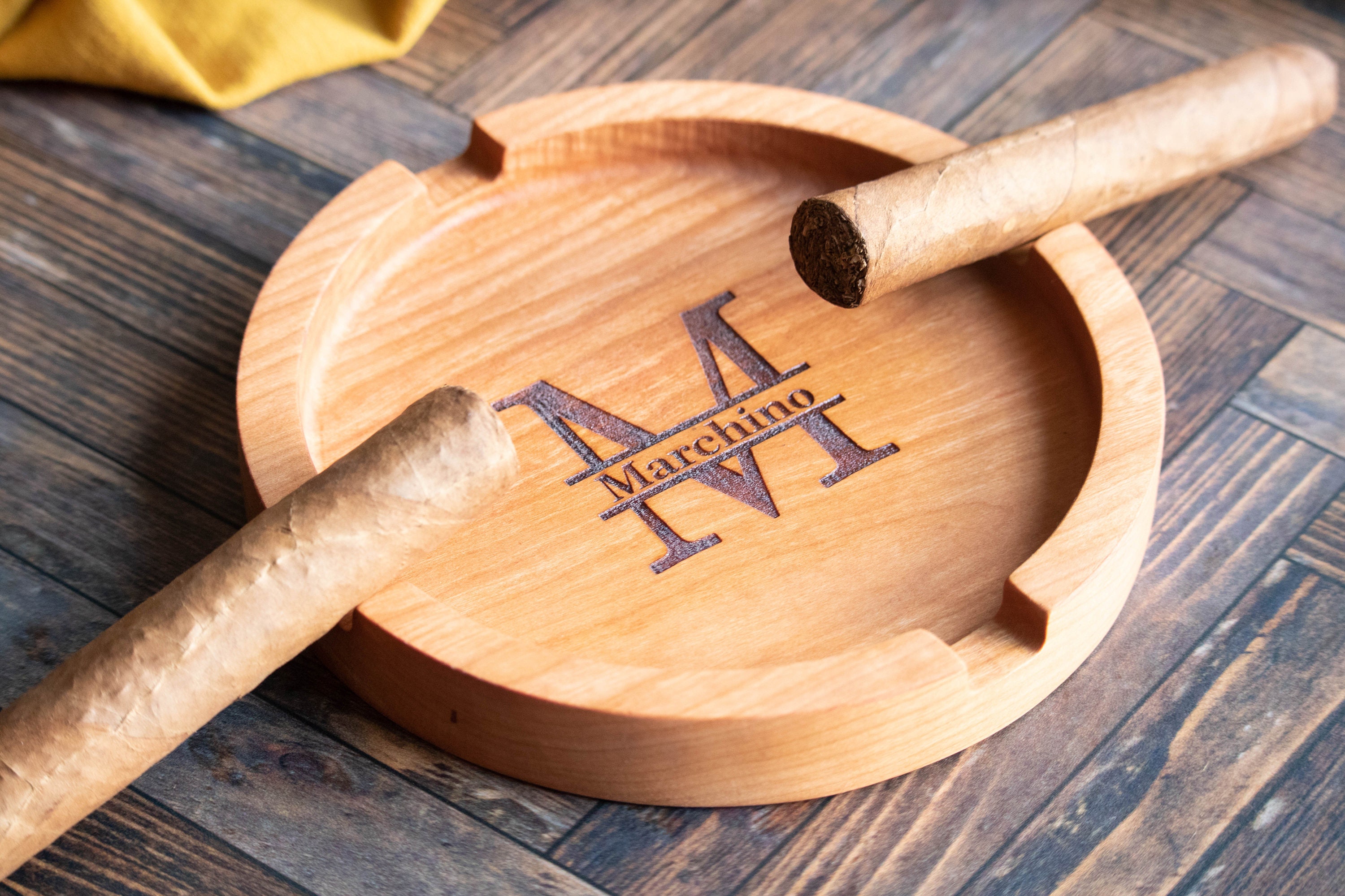 Personalized Cherry Hardwood Ashtray for Men Engraved Monogram & Name ...