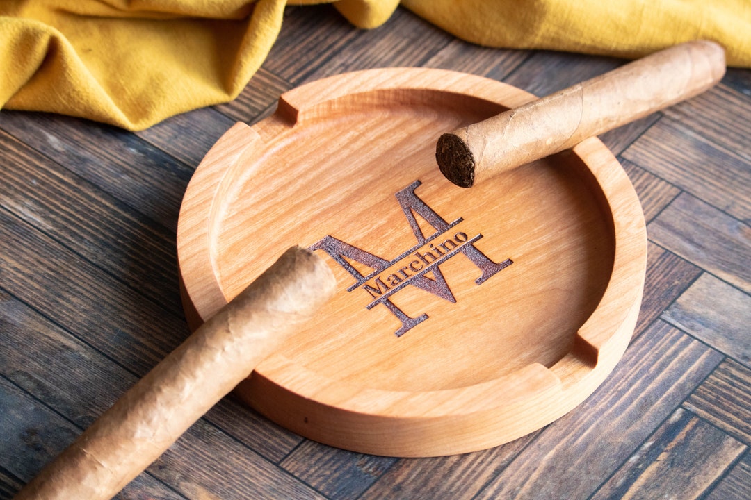 Personalized Cherry Hardwood Ashtray for Men - Engraved Monogram & Name ...