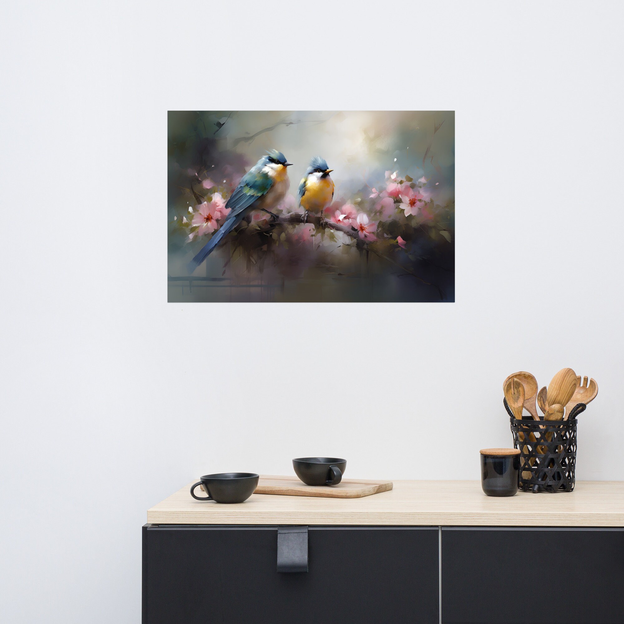 Feathered Spring,spring Birds, Cute Bird Wall Art,poster - Etsy