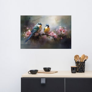Feathered Spring,spring Birds, Cute Bird Wall Art,poster - Etsy
