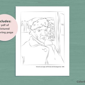 Vincent Van Gogh Self Portrait Coloring Page PDF 1 Page Printable ...