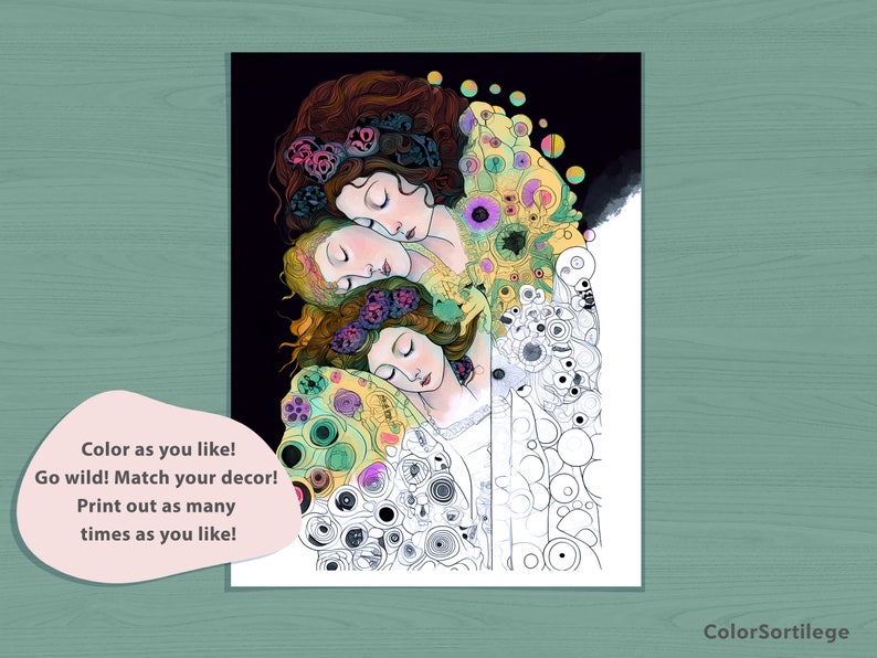 12 Gustav Klimt Inspired Coloring Pages | 12 Page PDF | Printable ...