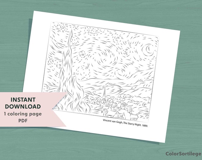 Van Gogh-inspired Coloring Page (digital Download) - Etsy Canada