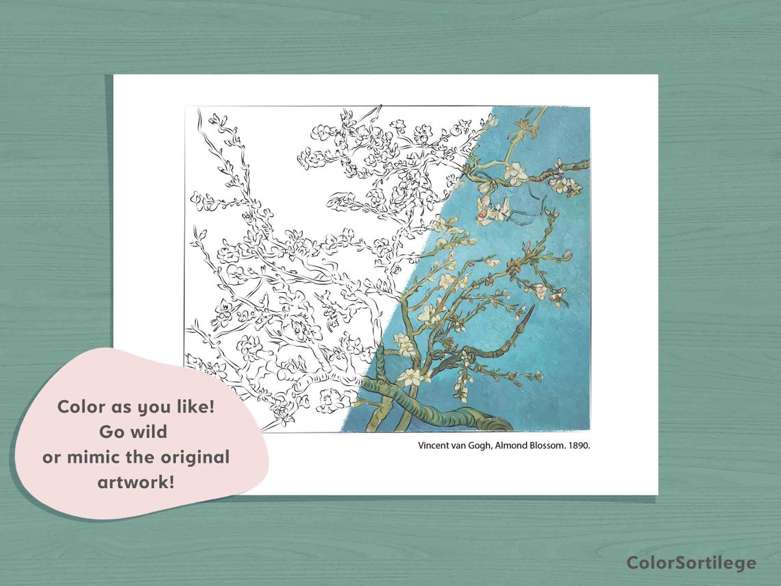 Almond Blossom | Vincent Van Gogh | Coloring Page | PDF | 1 Page ...