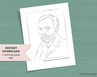 Vincent Van Gogh Colouring Pages printable Coloring - Etsy Australia
