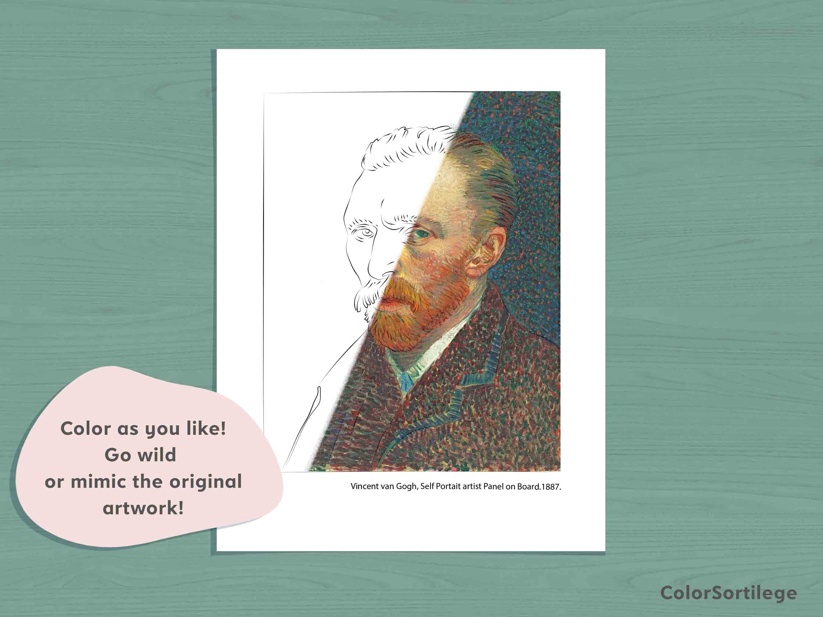 Vincent Van Gogh Self Portrait Coloring Page PDF 1 Page Printable ...