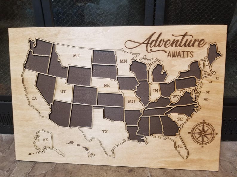 Wooden Travel Map - Etsy