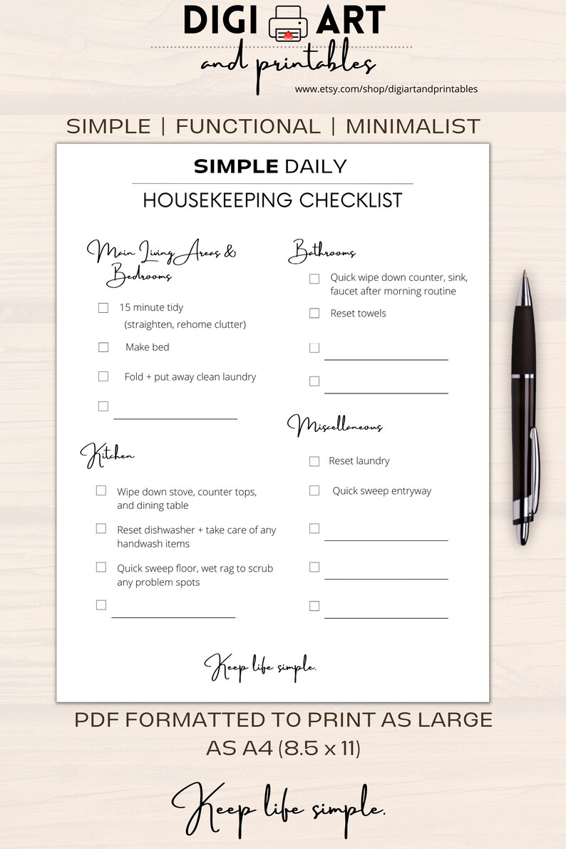 Simple Daily Weekly Housekeeping Bundle BONUS Spring - Etsy