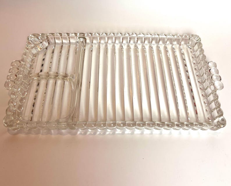 Vintage Hazel Atlas Sip & Smoke Luncheon/ Snack, Small Ribbed Glass ...