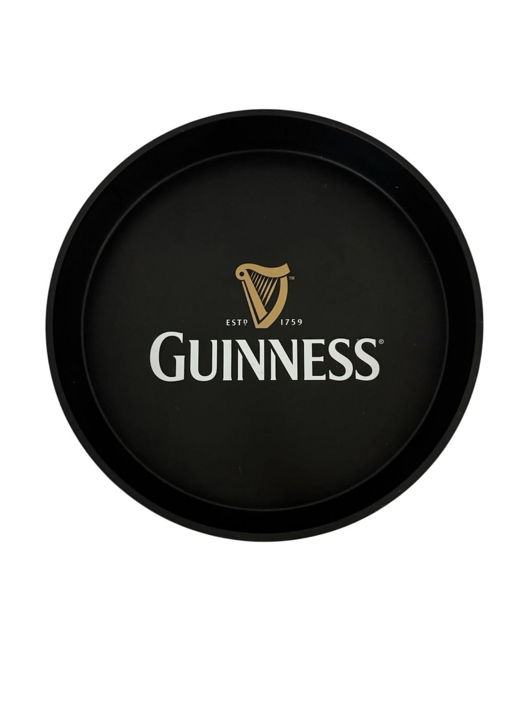 Guinness Black Round Bar Serving Tray 13” W/ Harp Logo – Vintage Pub ...