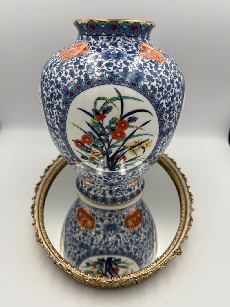 Vintage Shibata Vase – 1980s Japanese Imari Porcelain – Kinrande Gold ...