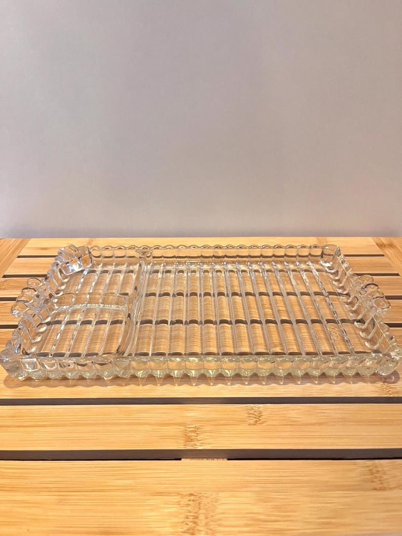 Vintage Hazel Atlas Sip & Smoke Luncheon/ Snack, Small Ribbed Glass ...